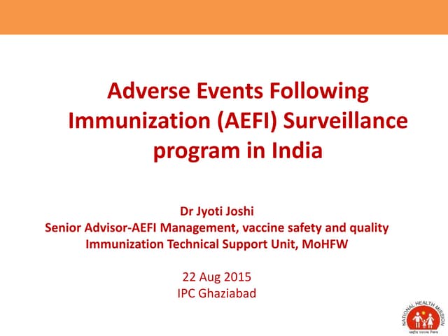 Adverse Events Following Immunization (AEFIs) | PPTX
