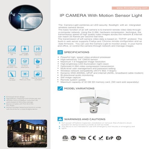 Ip camera with sensor lights | PDF