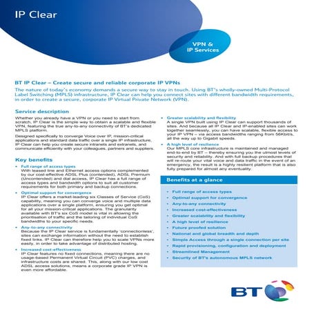 BT IP Clear Factsheet | PDF