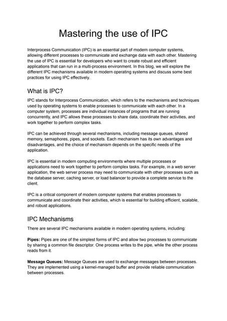 Project 3 A Linux System Programming Using Ipc Pdf