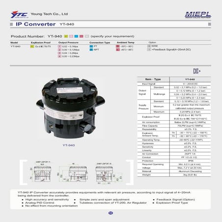 Rotork YTC YT-1000R Electro Pneumatic Positioner Product Manual | YTC ...