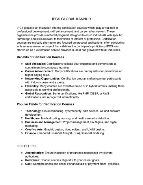 IPCS Global - Automation & Training, Kannur | PPTX