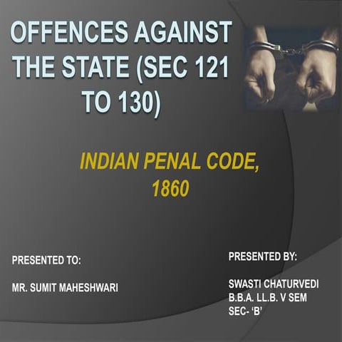 Offences against the State under Indian Penal Code | PPTX
