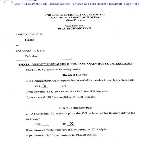 IPD Analytics Lawsuit - Verdict | PDF
