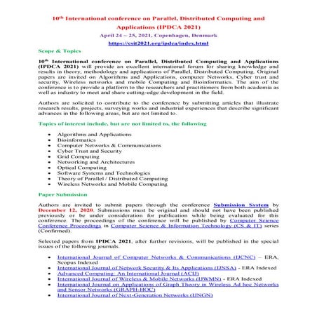 10th International conference on Parallel, Distributed Computing and ...