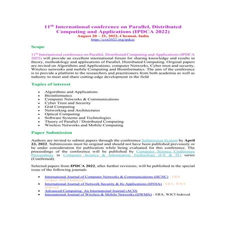 11th International conference on Parallel, Distributed Computing and ...