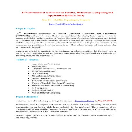 12th International Conference On Parallel Distributed Computing And