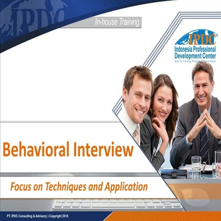 IPDC Training - Behavioural Interview (Focus on Techniques and ...