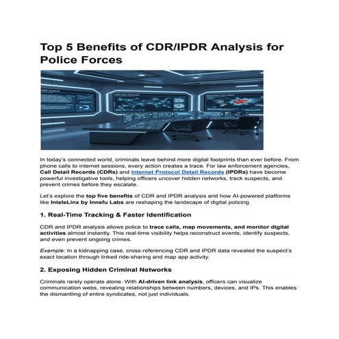 Top 5 Benefits of CDR/IPDR Analysis for Police Forces | PDF