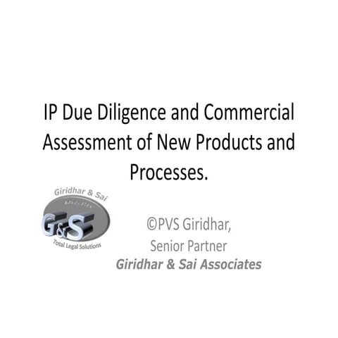 IP Due Diligence & Commercial Assessment pvs giridhar v2 | PDF | Legal ...
