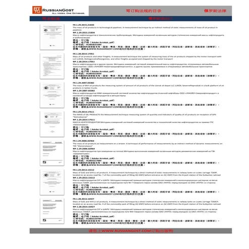 俄语GOST标准，技术规范，法律，法规，中文英语，目录编号RG 2150 | PDF