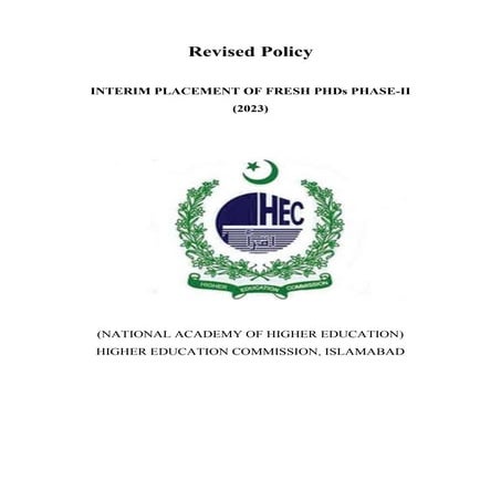 IPFP-Policy by HEC PAkistan for IPFP fellow Batch V onwards | PDF