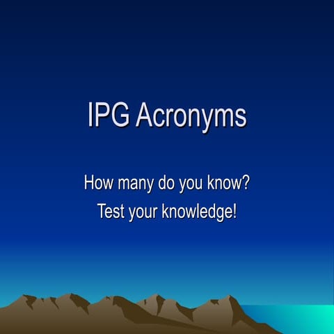 IPG Acronyms Game | PPT | Non-Profit Organizations | Industries