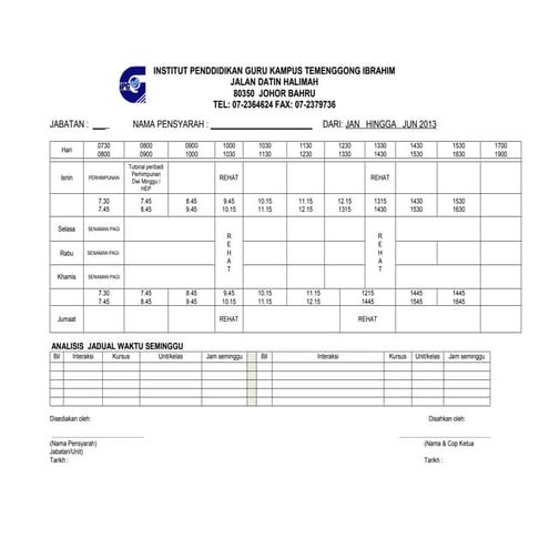 Ipg jadual mengajar | PPT