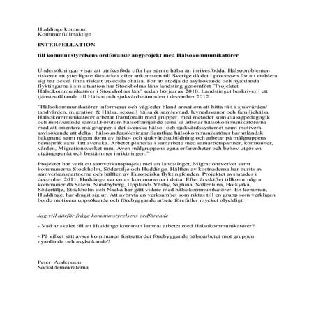 Interpellation om hälsokommunikatörer | PDF