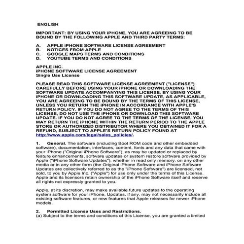 I Phone Software License | RTF