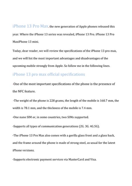 Let's take a look at the parts of i phone 13 pro max | PPT