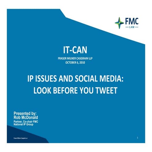 IP Issues & Social Media - Look Before You Tweet | PDF