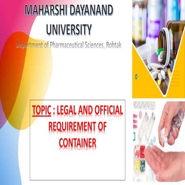 Legal and official requirement of container, packaging | PPTX