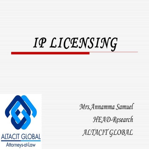 Ip licensing | PPT | Business and Finance