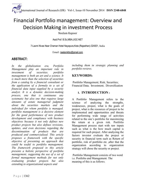 Portfolio Diversification | PDF | Stocks and Bonds | Personal Investing