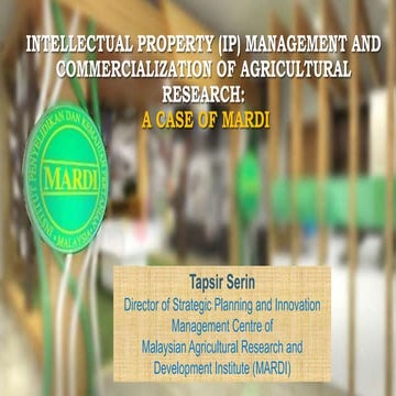 Intellectual property management and commercialization of agricultural ...