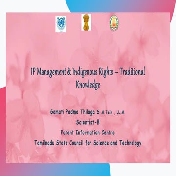 Traditional Knowledge (TK) and its Intellectual Property (IP) | PPT