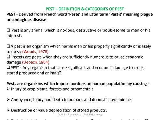 Lec. 15. Pests - Definition - Categories, Causes for outbreak of pests ...