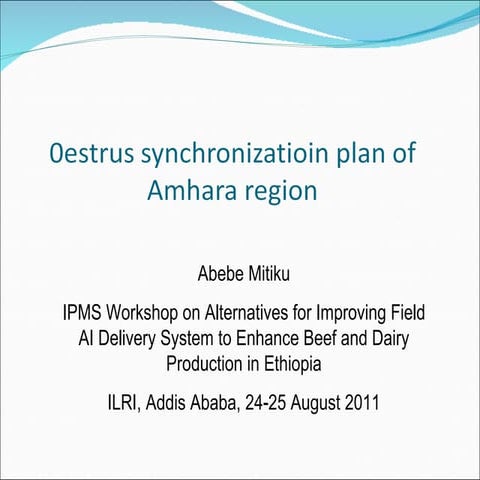 Oestrus synchronization plan of Amhara Region | PPT