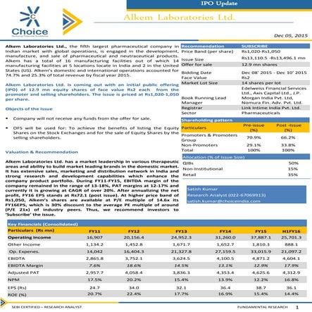 IPO Analysis - Alkem Laboratories Ltd. | PDF