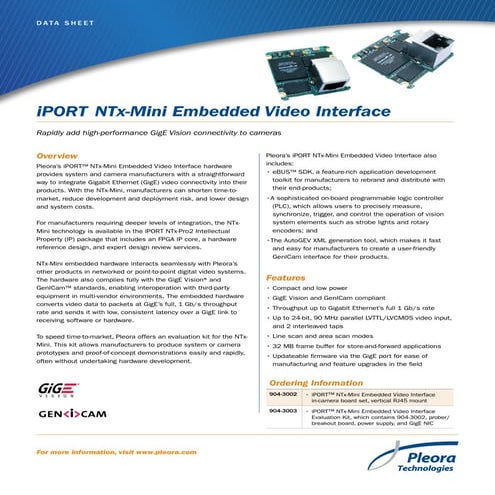 Iport ntx mini-embedded_video_interface_data_sheet | PDF