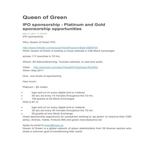 Ipo sponsorship platinum and gold sponsorship opportunities | PDF ...
