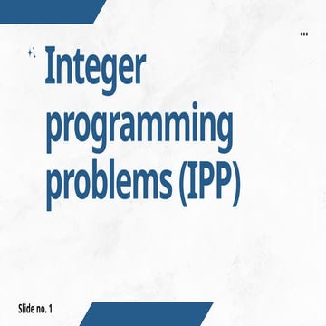 Integer Programming Problems Presentation Ppt