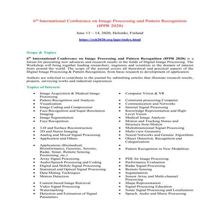 11th International Conference on Image Processing and Pattern Recognition (IPPR 2025) | PDF