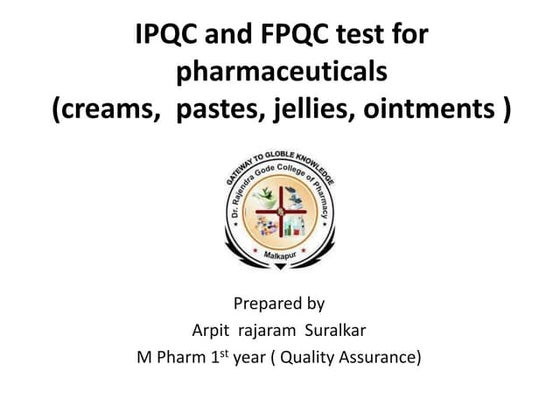 In process & finished products quality control test of capsule | PPTX