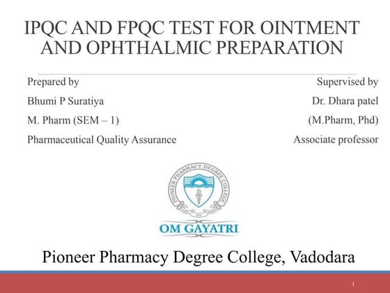 Quality control test of ointment | PPTX | Skin and Dermatology ...