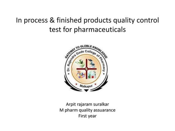 In process & finished products quality control test of capsule | PPT
