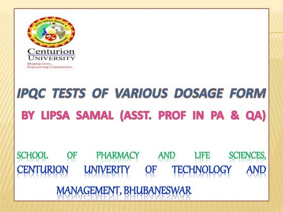 In process & finished products quality control test for pharmaceuticals ...