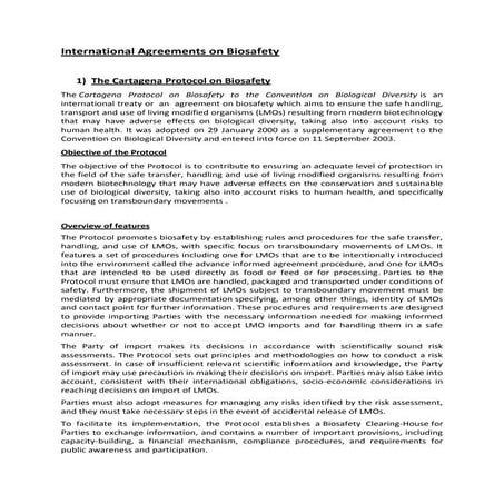 The Cartagena Protocol on Biosafety | PPTX