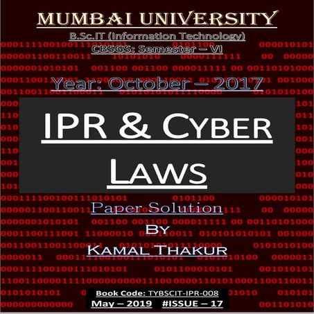 IPR & Cyber Laws (October - 2017) [CBSGS - Paper Solution] | PDF