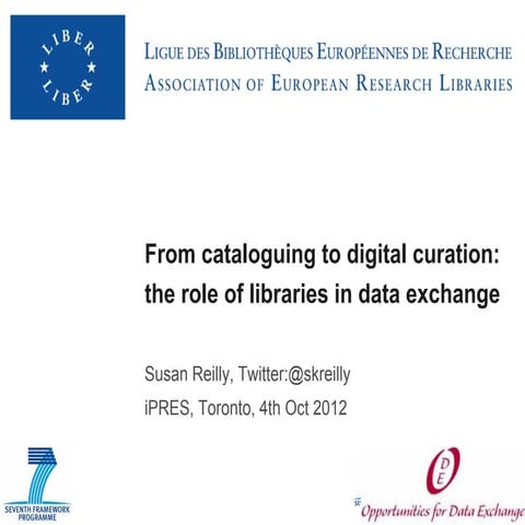 From metadata to data curation: the role of libraries in data exchange | PDF