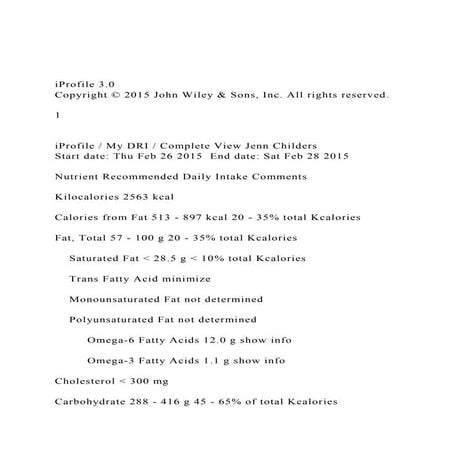 iProfile 3.0 .docx | Nutrition | Healthy Living