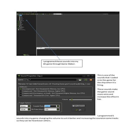 I programed these sounds into my 2 d game through gamemaker | DOCX | Audio Production | Content ...