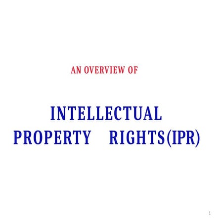 Ipr is very important topic deals with how efficiently and effectively ...