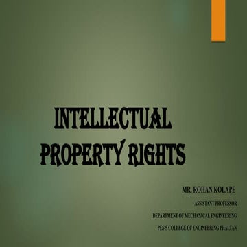 Intellectual Property Rights Basic Information | PPTX