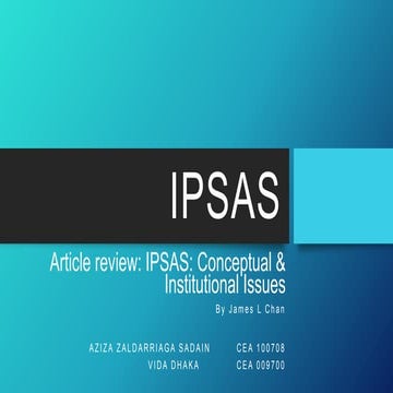 Article Summary: IPSAS: Conceptual & Institutional Issues by James L ...