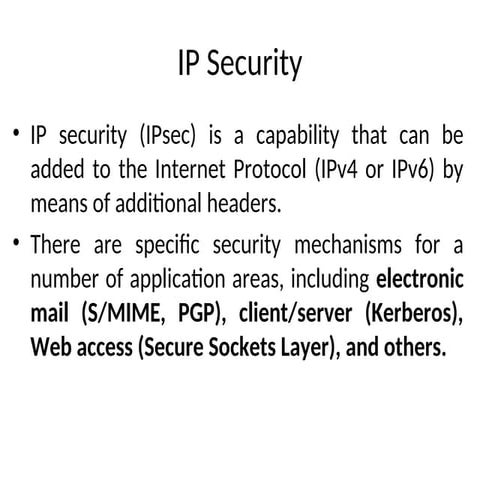 Internet Protocol Security introduction and basics | PPT