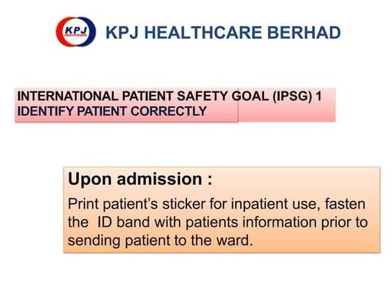 International Patient Safety Goals (IPSG) | PPT