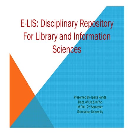 E-LIS: Disciplinary Repository For Library and Information Sciences | PDF