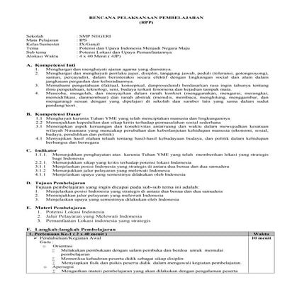 RPP SMP IPS Kelas IX | PDF